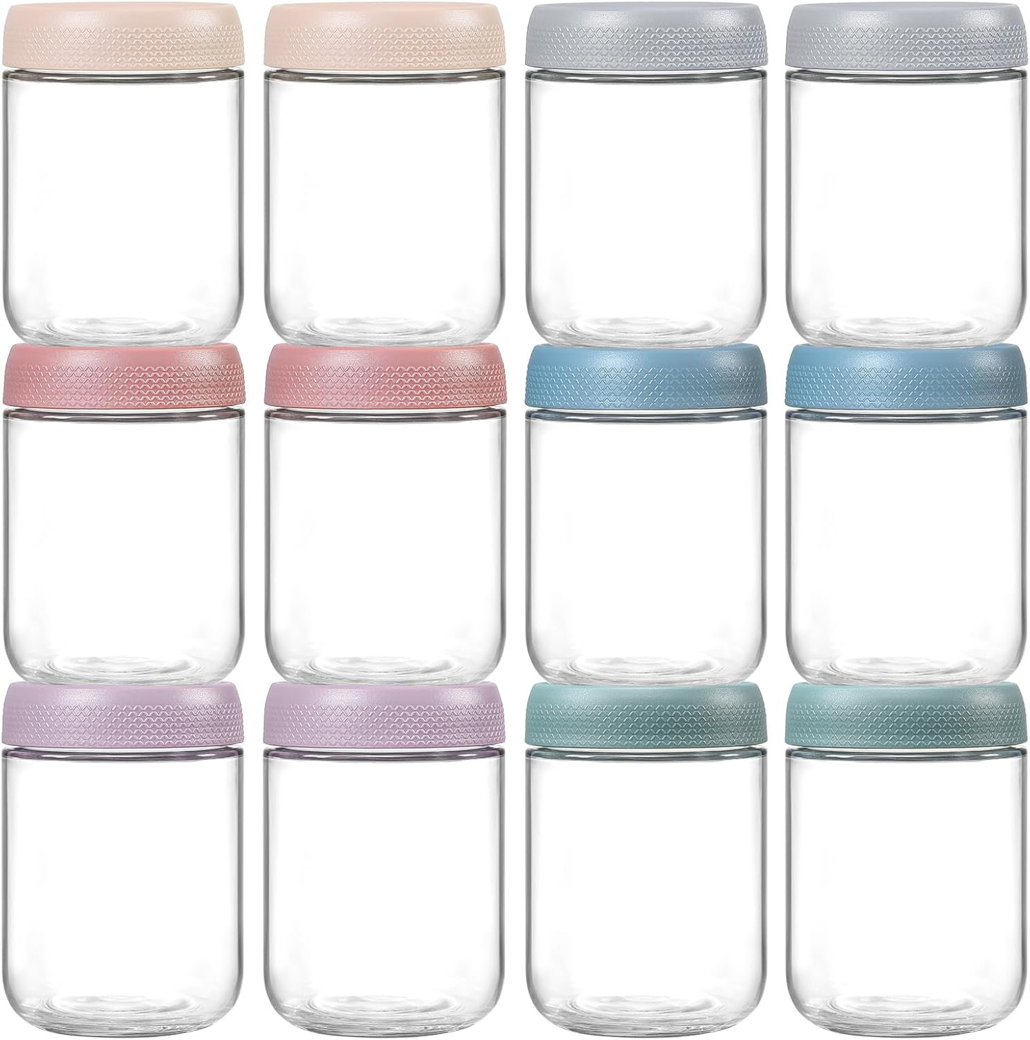 Mint Pantry 12-Pack 16Oz Glass Jars With Airtight Lids, Overnight Oats ...