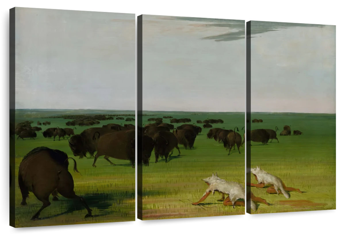 Ebern Designs Brampt Buffalo Hunt Under Wolf-Skin Mask | Wayfair