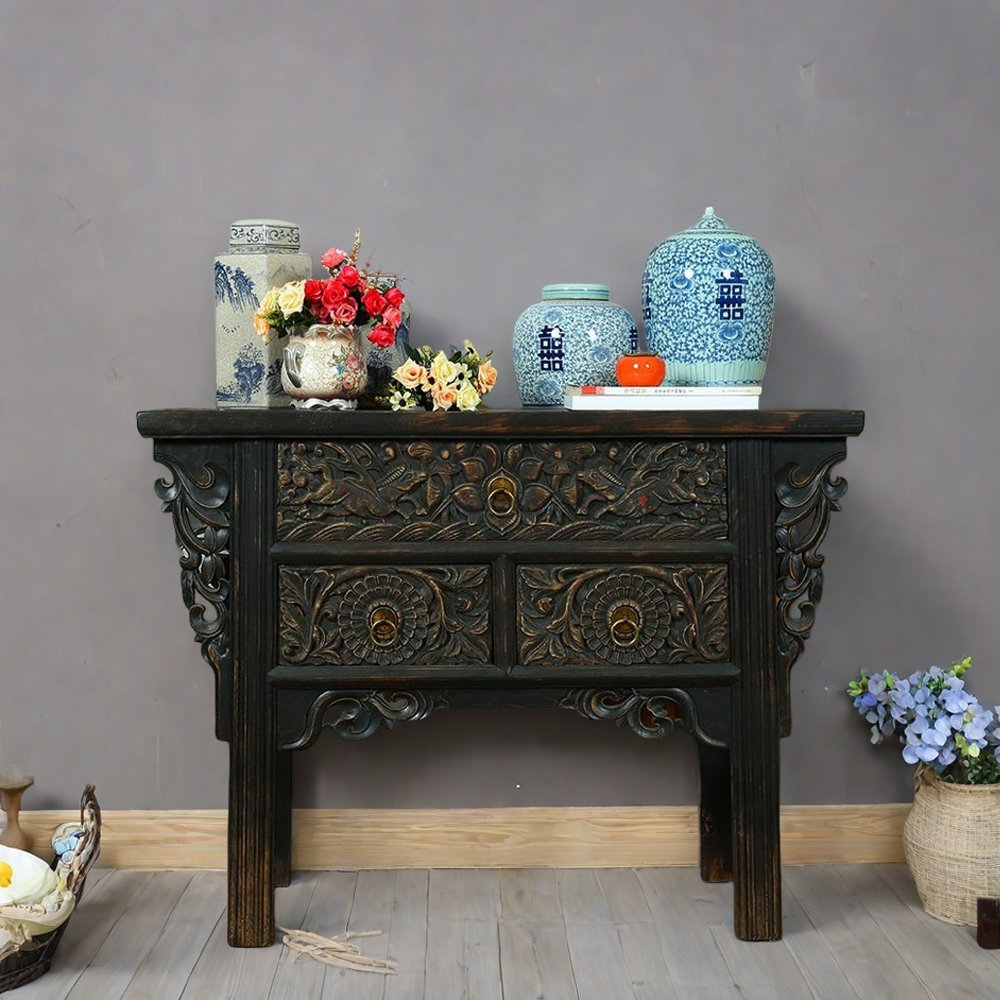 Bungalow Rose Chinese Style Vintage Entryway Cabinet | Wayfair