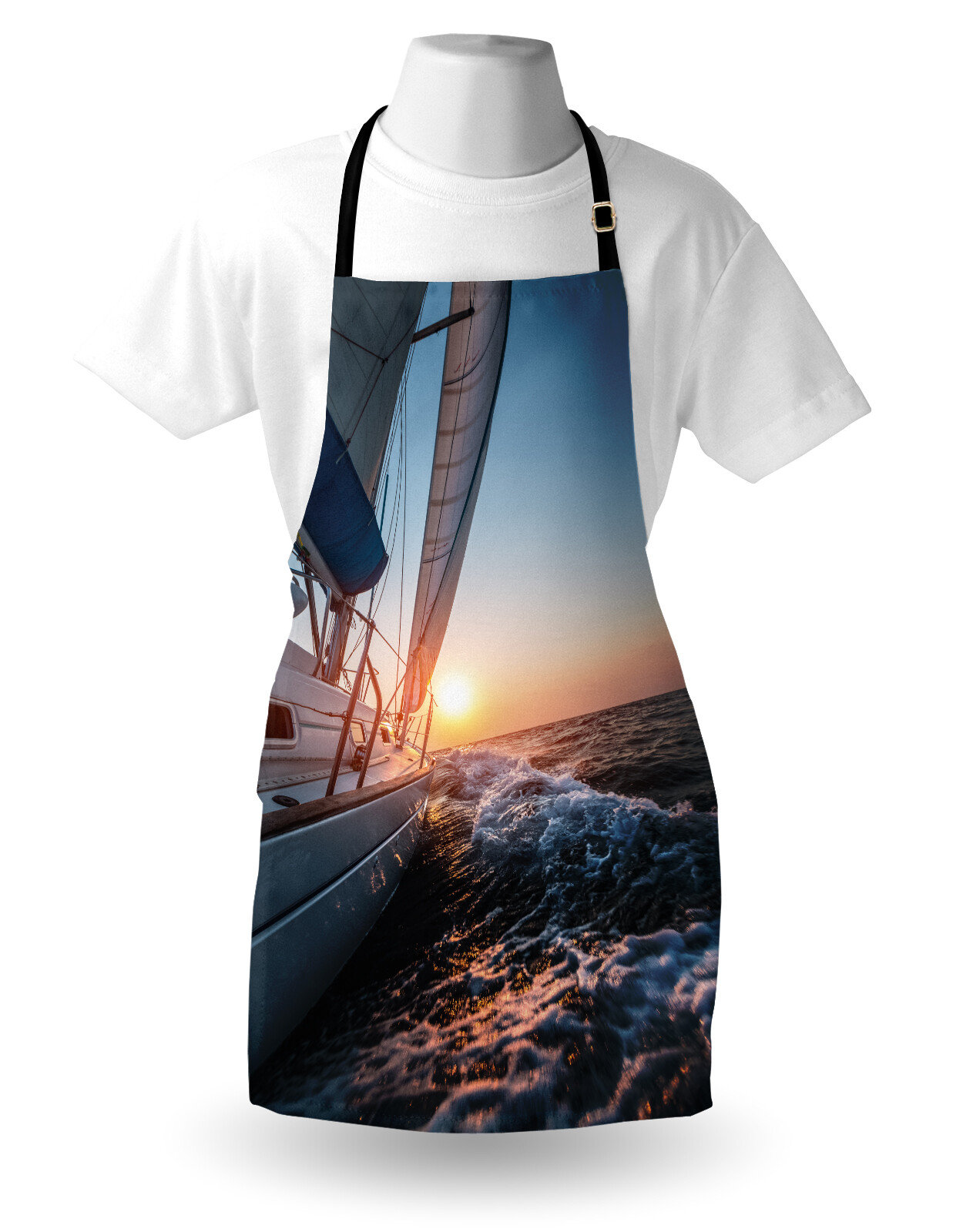 East Urban Home Fishing Apron Unisex, Sail Boat on Sea Hobby, Adult ...