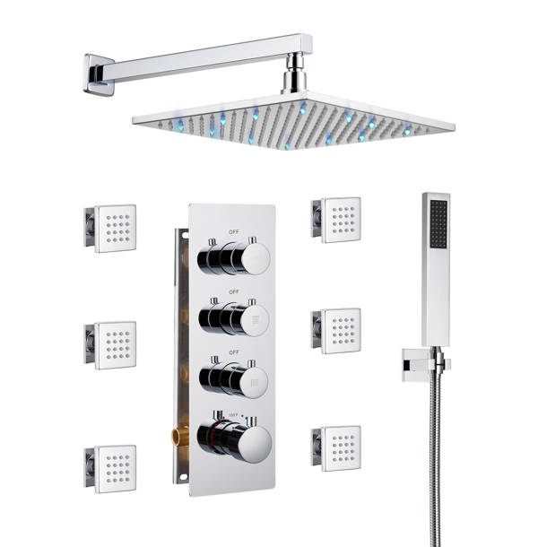mondawe Herathena 3 Functions Wall Mounted Luxury Shower System with 6 ...