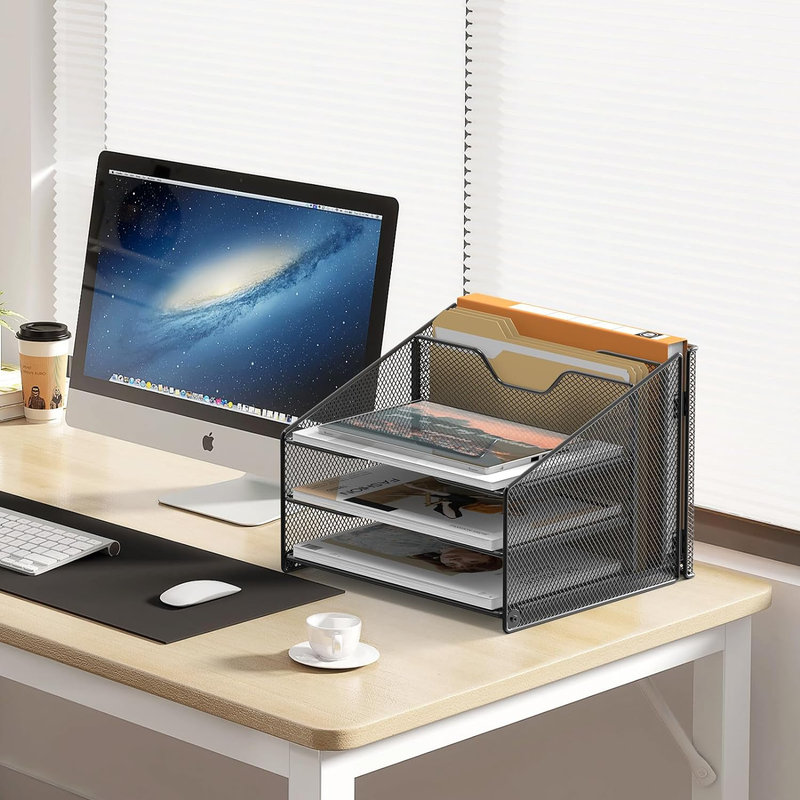 Rebrilliant Desk File Organizer,Mesh Letter File Folder Holder with 3 ...