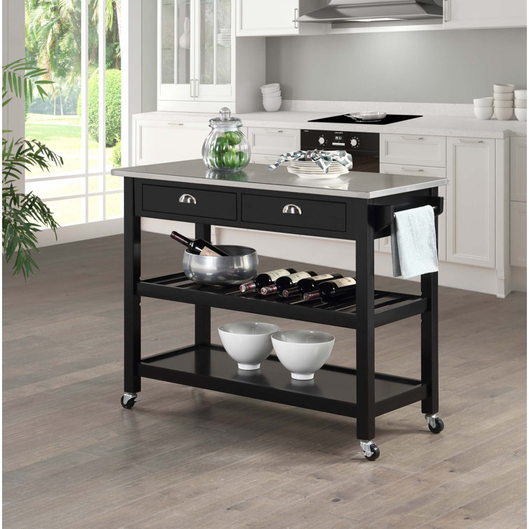 Winston Porter Carbin 45" Stainless Steel Kitchen Cart with Drawers ...