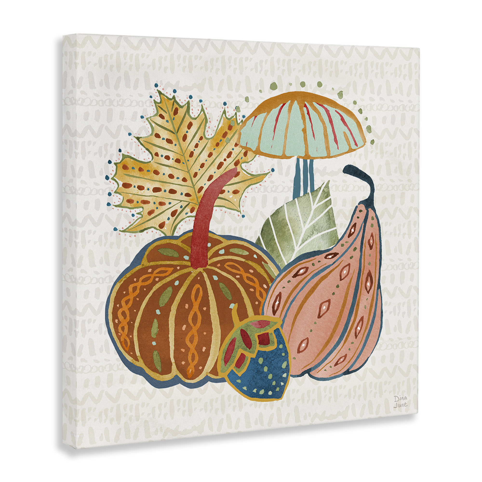 August Grove® Harvest Whimsy Gourds Canvas Wall Art by Dina June | Wayfair
