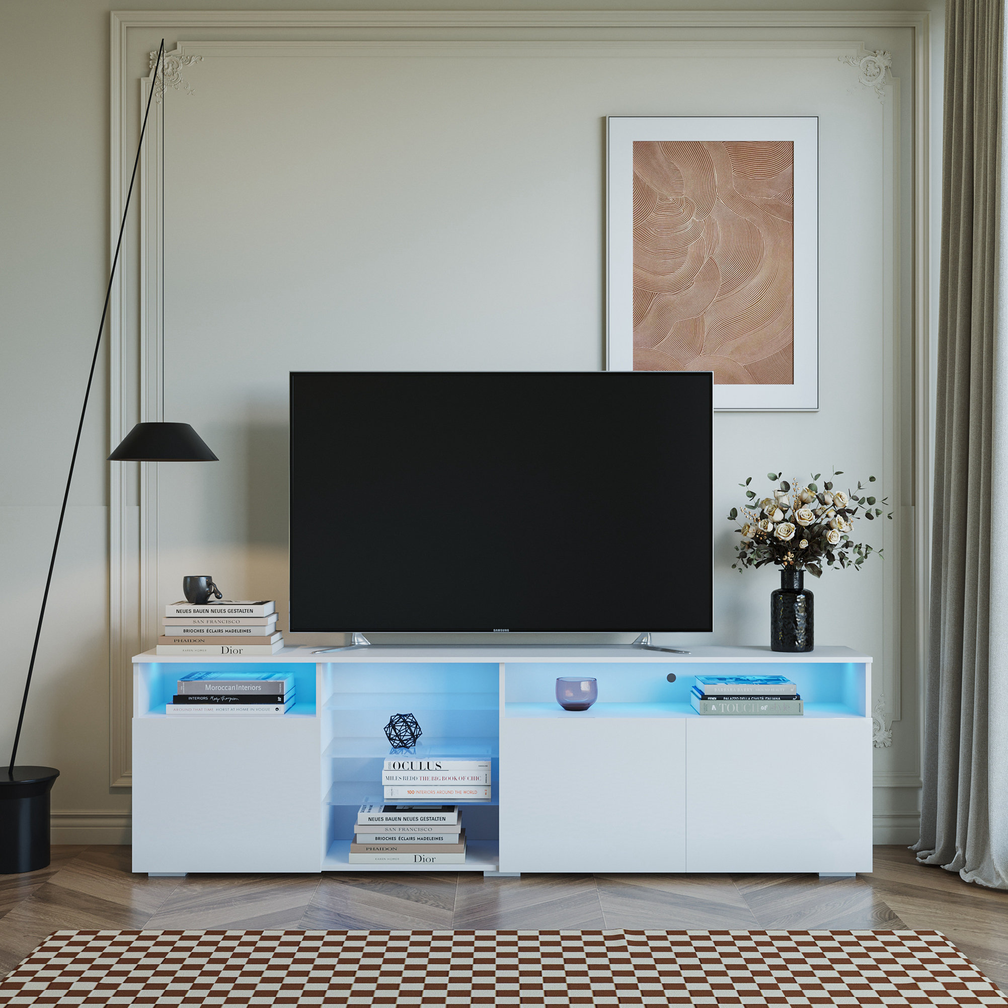 Ivy Bronx Dovi TV Stand, TV Console With LED Lights, Media Center ...