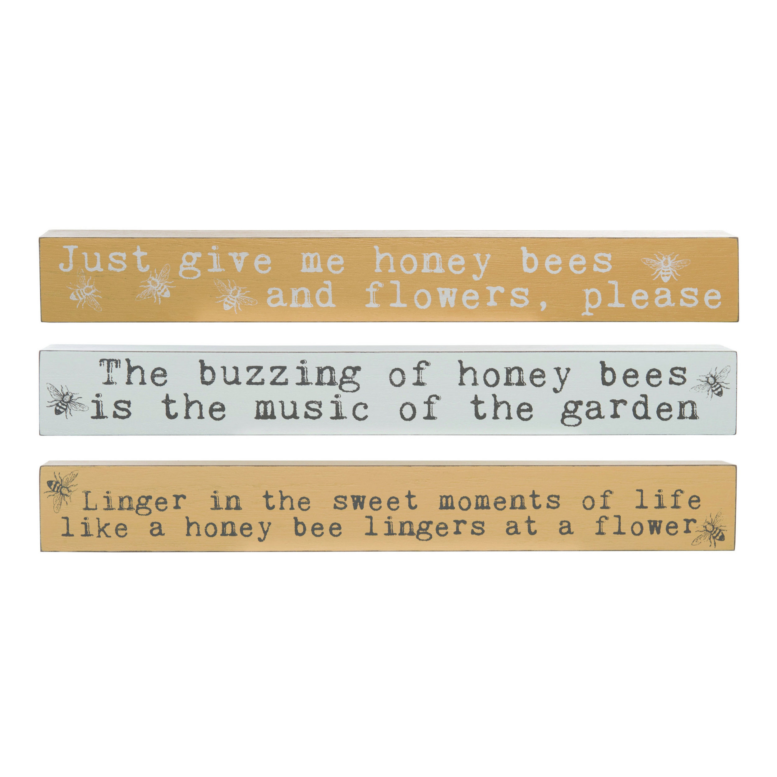 Trinx MDF Local Honey Rectangular Block Décor Set of 3 Spring Home Decorations | Wayfair