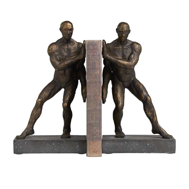 Ivy Bronx Polystone People Decorative Bronze Bookends Set | Wayfair