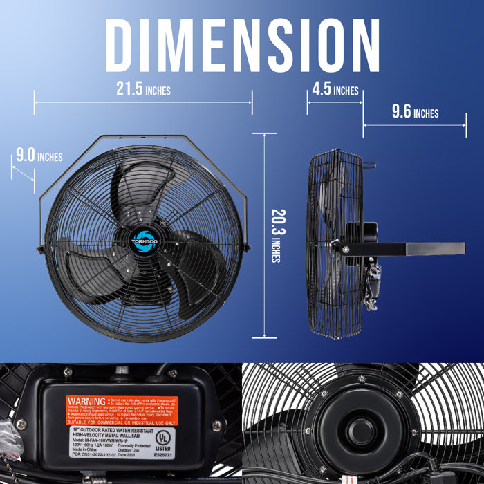 Tornado Fans 2 Pack - Tornado 18 Inch Outdoor Rated IPX4 Water ...