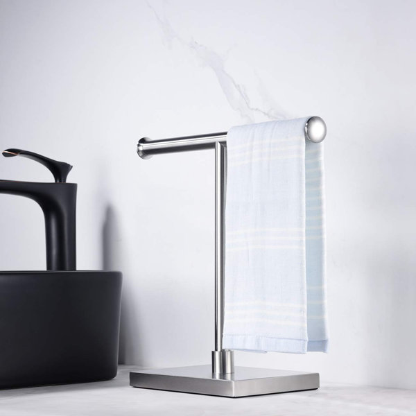 HAPPY LIFE T-Shaped Stainless Steel Countertop Towel Holder Rack | Wayfair