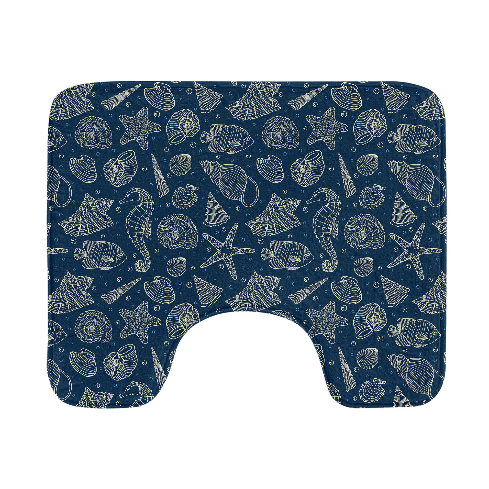 East Urban Home Sea Shells Toilet Mat U-Shape Bathroom Rug 20" Dark ...