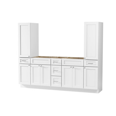 Disar 102'' Double Bathroom Vanity With Tall Linen Cabinet Dovetail ...