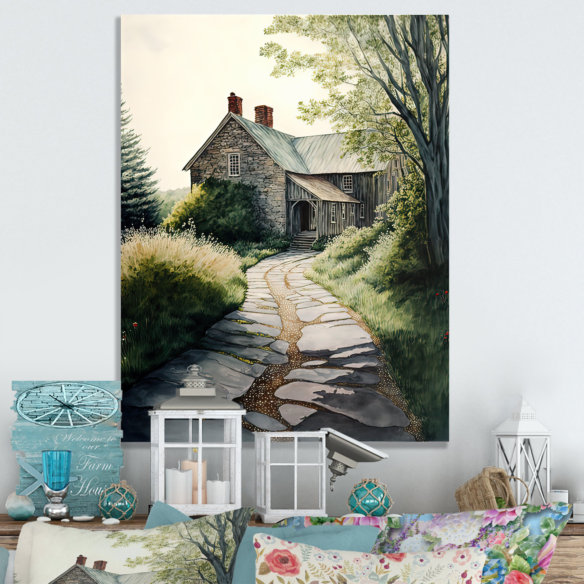 August Grove Charming Cabin And Path III - Farmhouse / Country Canvas ...