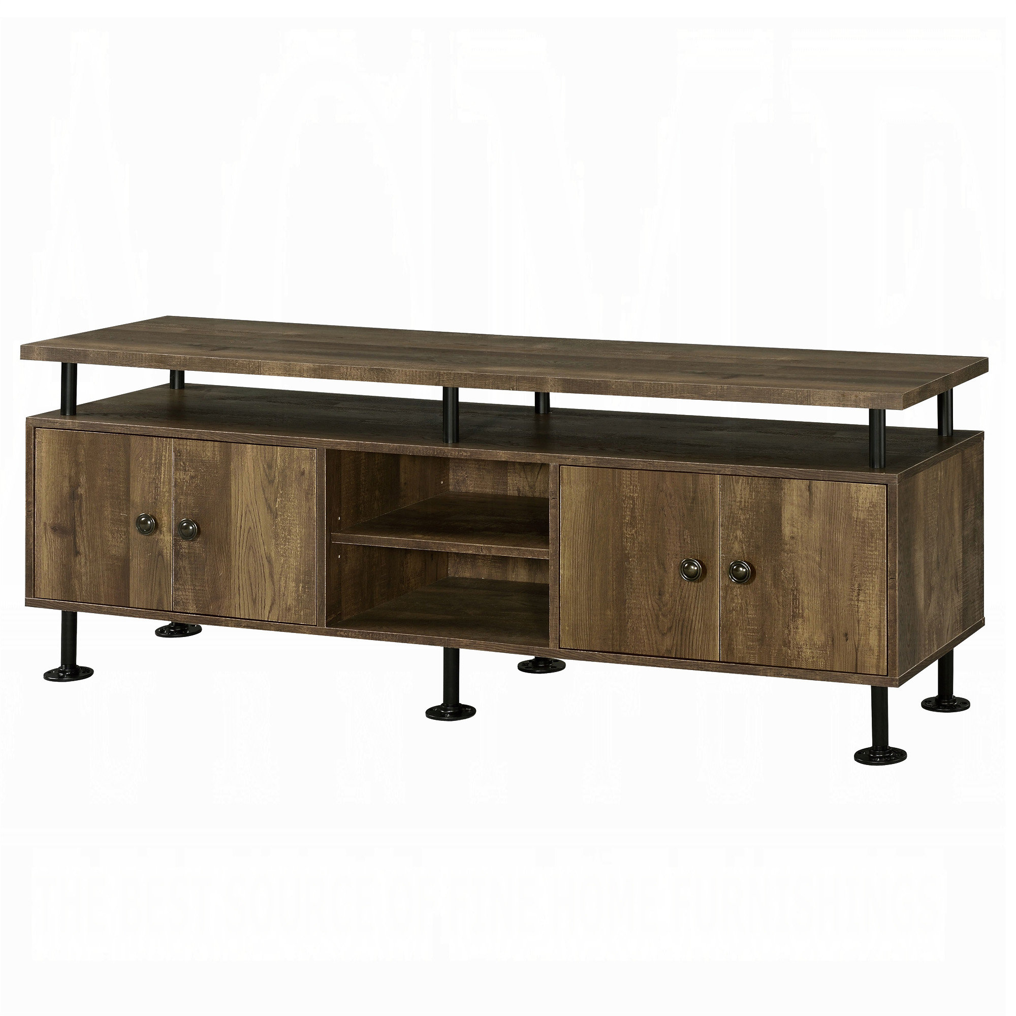 Latitude Run® Rustic Oak And Black 2-Shelf TV Stand | Wayfair