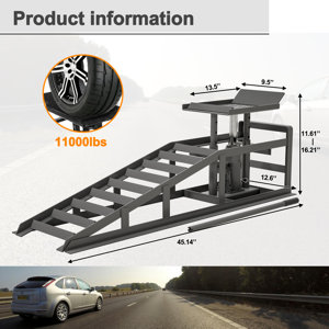 nutroeno 2 Pack Hydraulic Car Ramps 5T 11000lbs Low Profile Car Lift ...