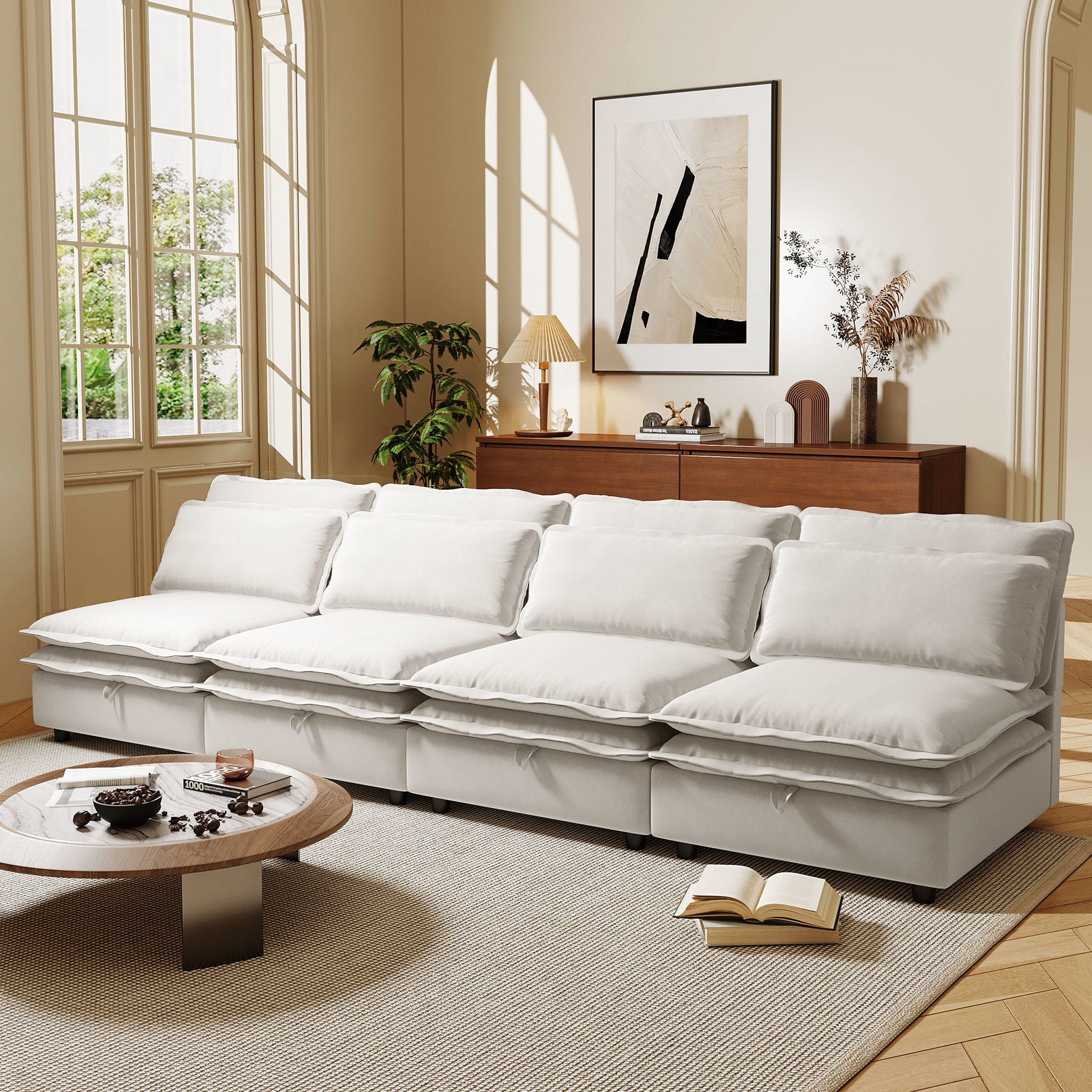 Latitude Run® 4 Double-layer Cushion With Storage Compartment ...
