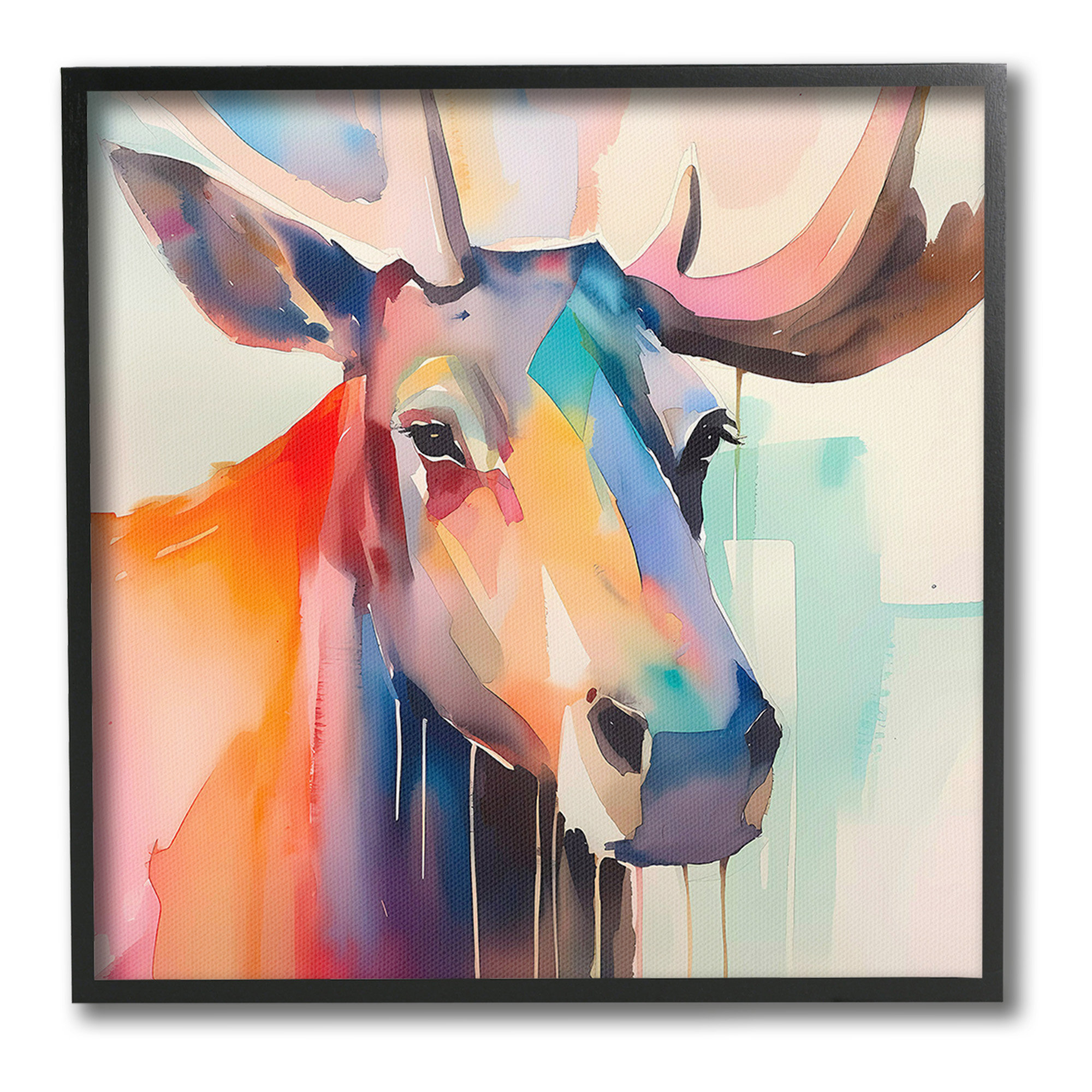 Millwood Pines Modern Paint Drip Elk Canvas Wall Art Design By Walker ...