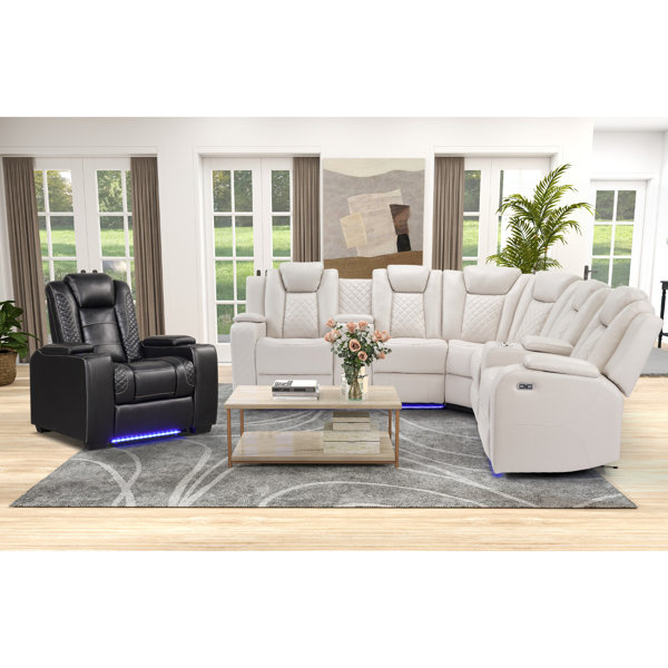 Brayden Studio® 4-Piece Modern Upholstered Double Motors Console ...