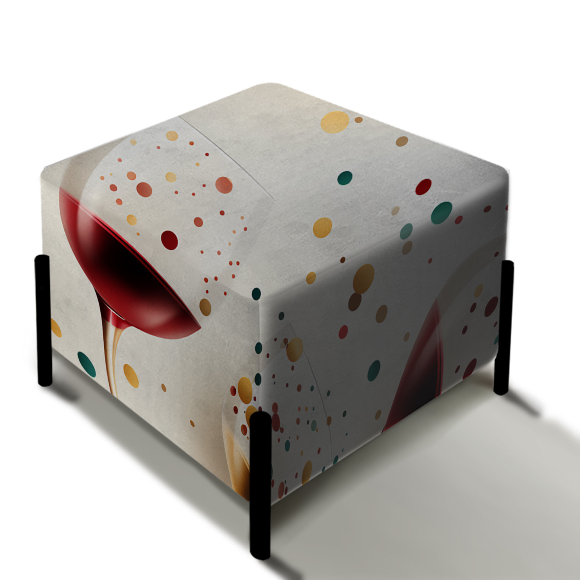 Design Art Wine Champagne Spots - Floral Square Ottoman | Wayfair
