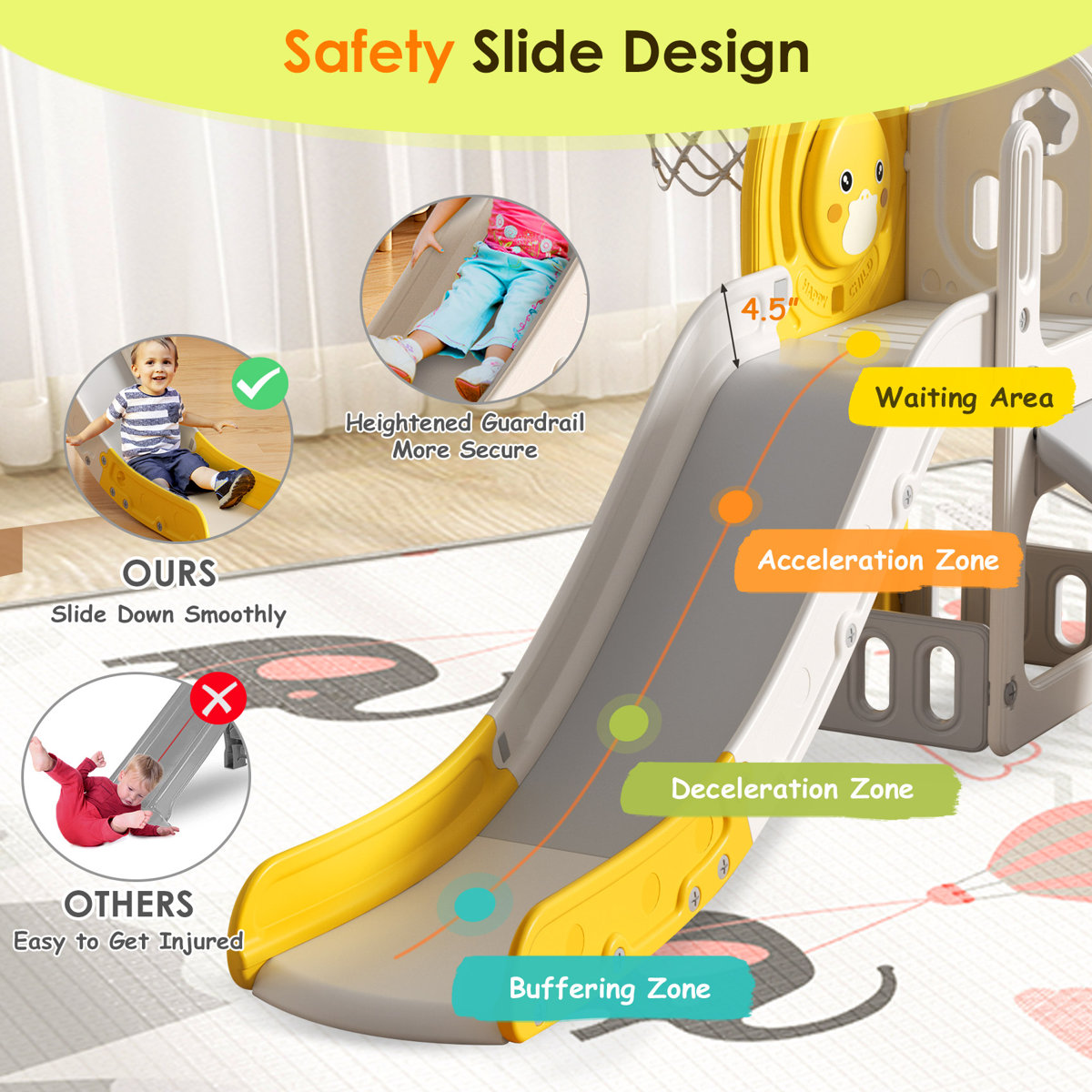 Suteck 5 in 1 Toddler slide, Kids Slide with Climber Outdoor Indoor ...