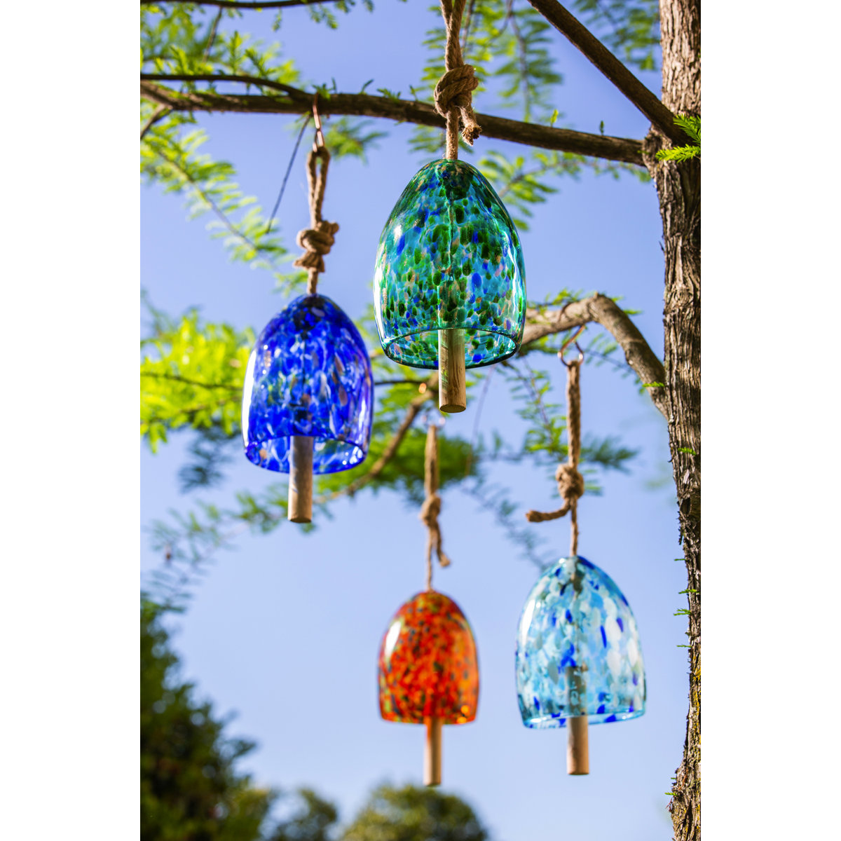 Evergreen Enterprises, Inc 8" Art Glass Watercolor Bell Wind Chime ...