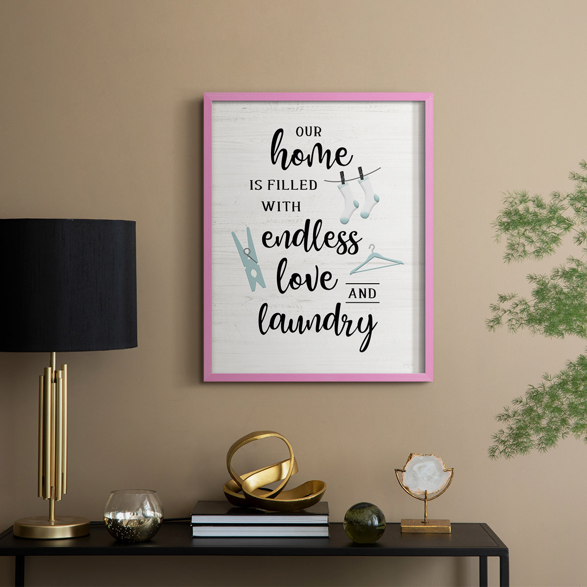Trinx Endless Love and Laundry Framed Print - Solid Wood | Wayfair