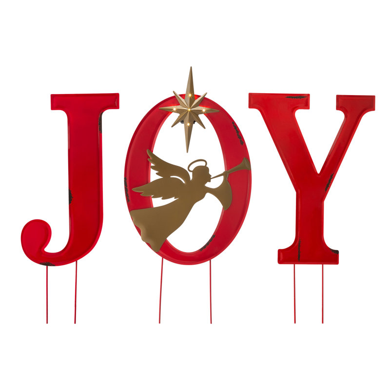 The Holiday Aisle® 36"H Metal Christmas JOY Angel Yard Stake or ...