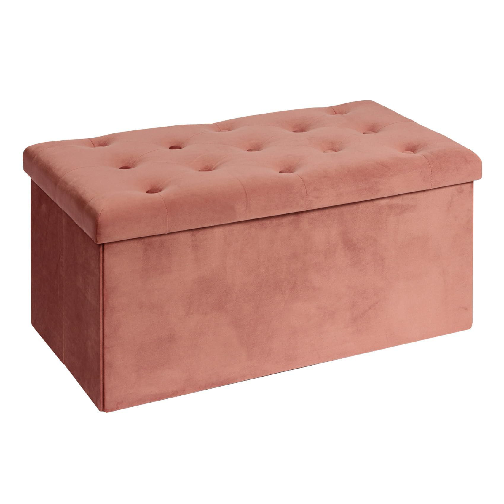 Mercer41 Folding Storage Ottoman, Long Ottomans Shoes Bench, Velvet ...