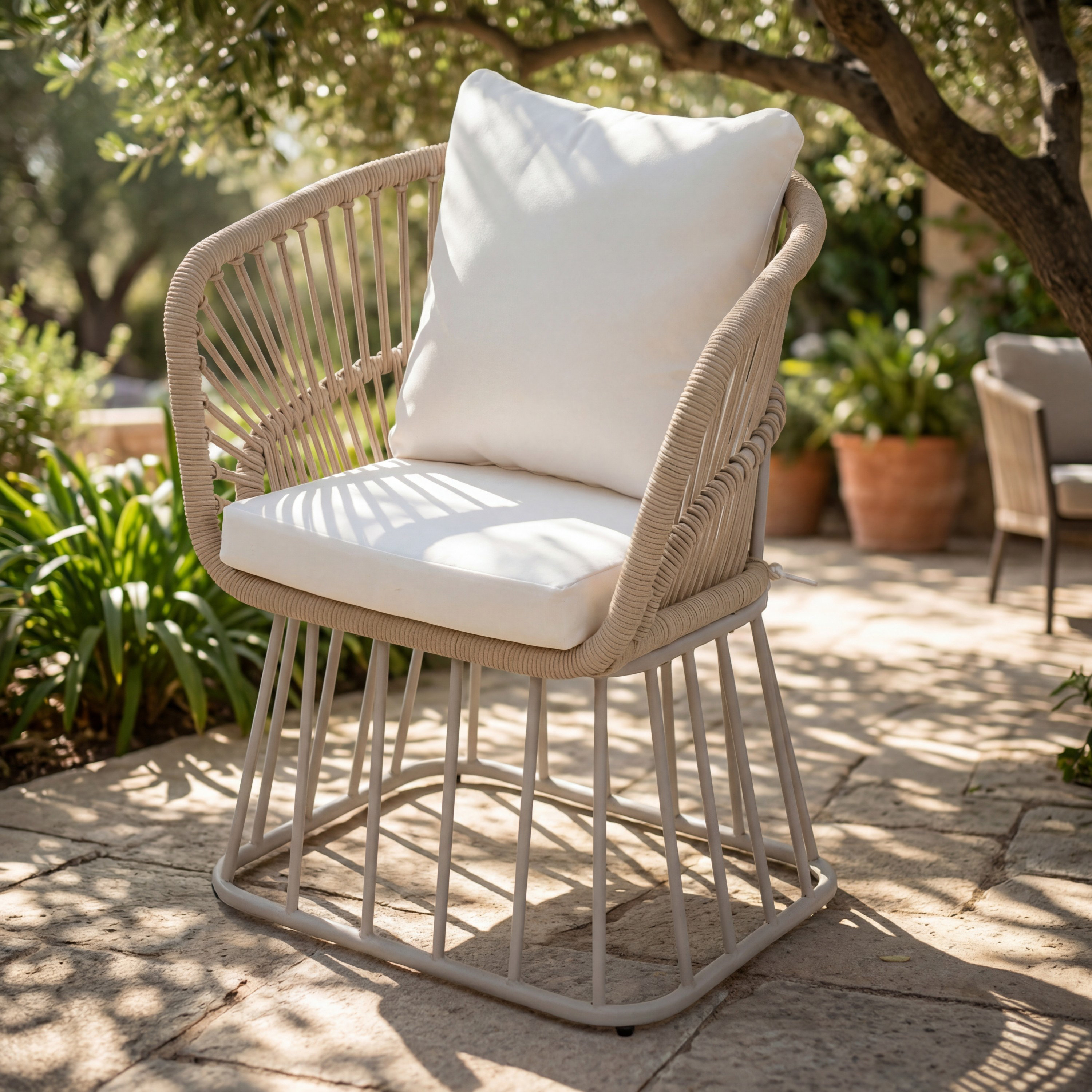 NFusion Jackie Patio Dining Chair with Rope Weave, Steel Frame ...