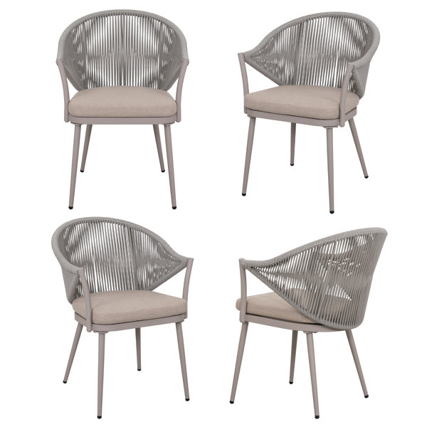Corrigan Studio® Outdoor Aluminum Chair Set Of 4 Woven Rope ...