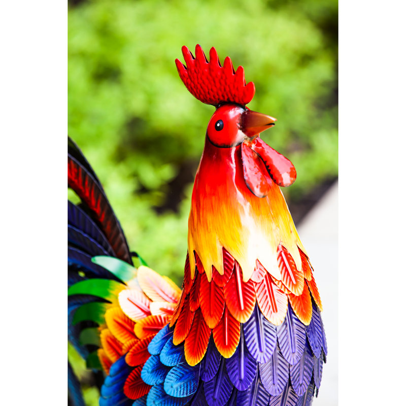 August Grove® Alue Multi Color Rooster Garden Statuary & Reviews | Wayfair