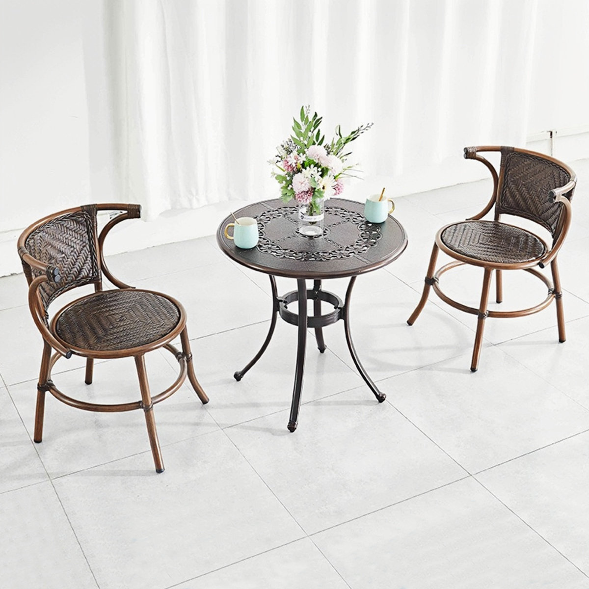 Canora Grey Rattan patio table and chair combination - Wayfair Canada