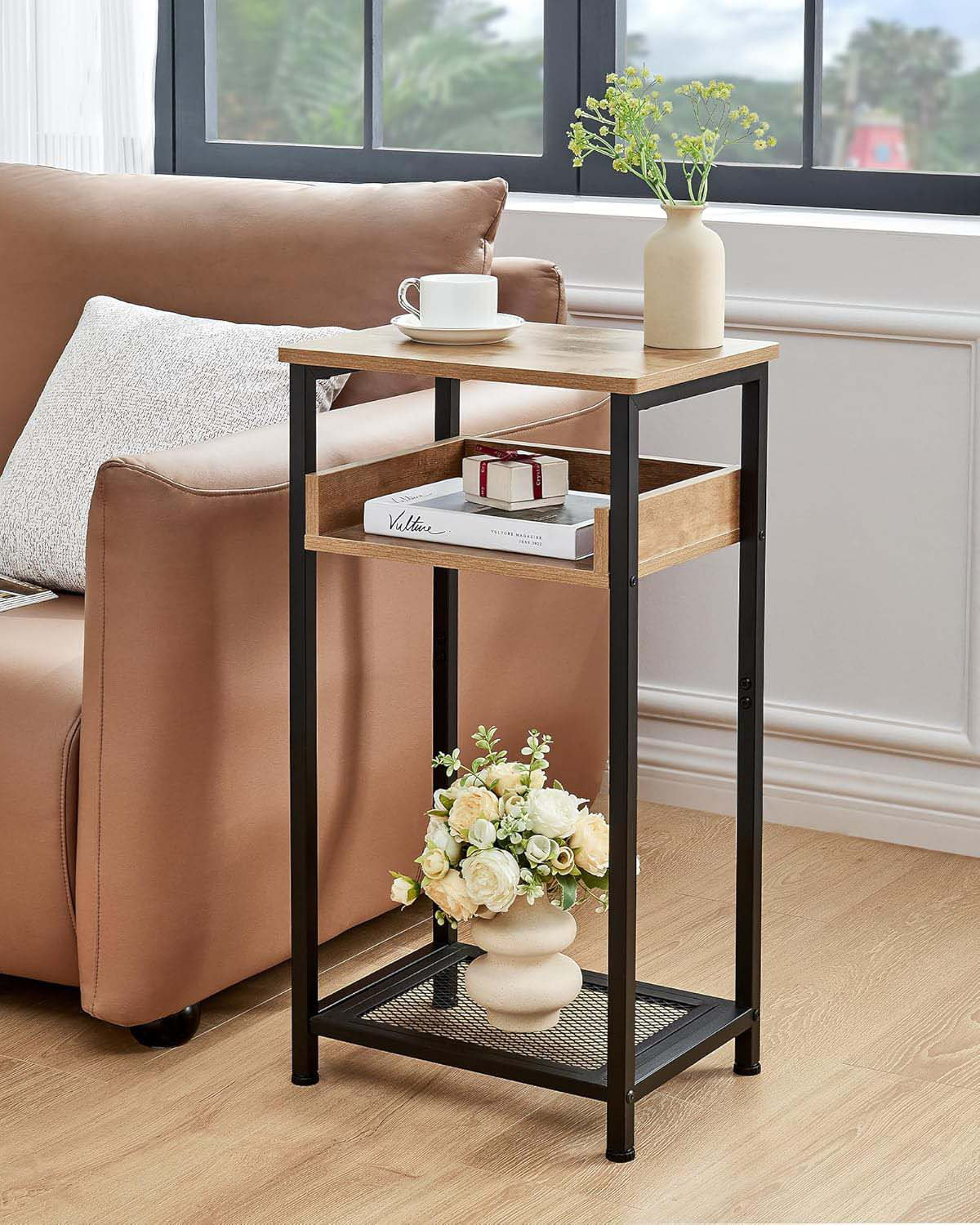 17 Stories Tall Side Table, 30 Inch High End Table, Small Entryway ...