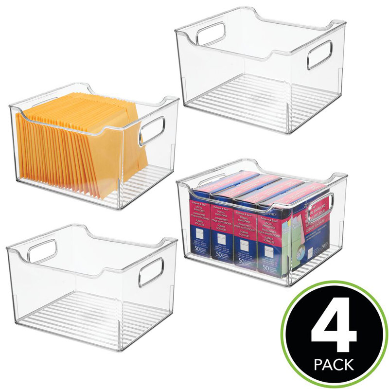 mDesign Deep Plastic Office Storage Container Bin with Handles | Wayfair