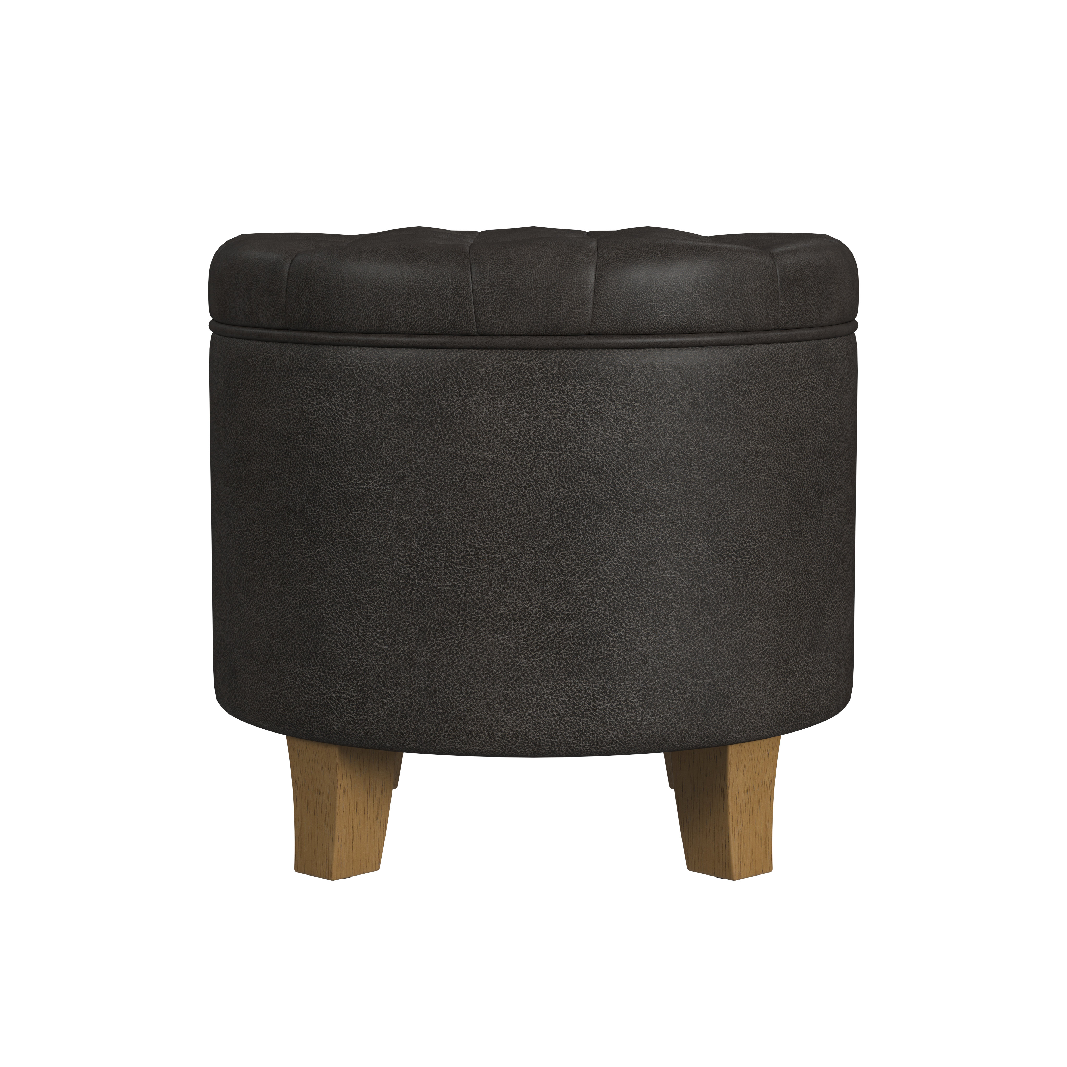 Winston Porter Ralpheal 19" Wide Faux leather Round Storage Ottoman ...