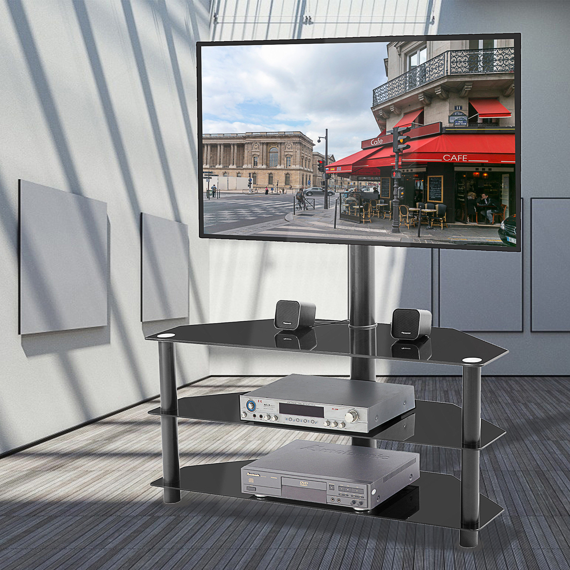 Ebern Designs Multi-Function TV Stand Height Adjustable Bracket Swivel ...