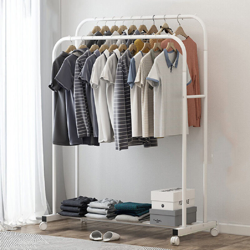 Rebrilliant Israfil 31.4" W Double Clothes Rail Rack Garment Hanging ...