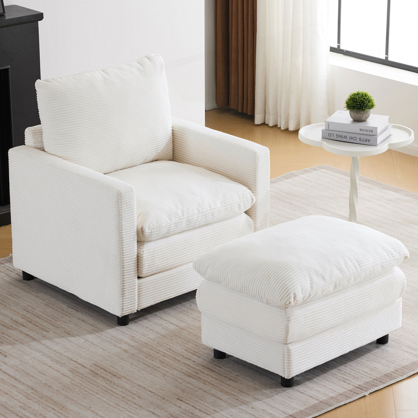 Latitude Run® Upholstered Armchair With Ottoman, Oversized Sleeper ...
