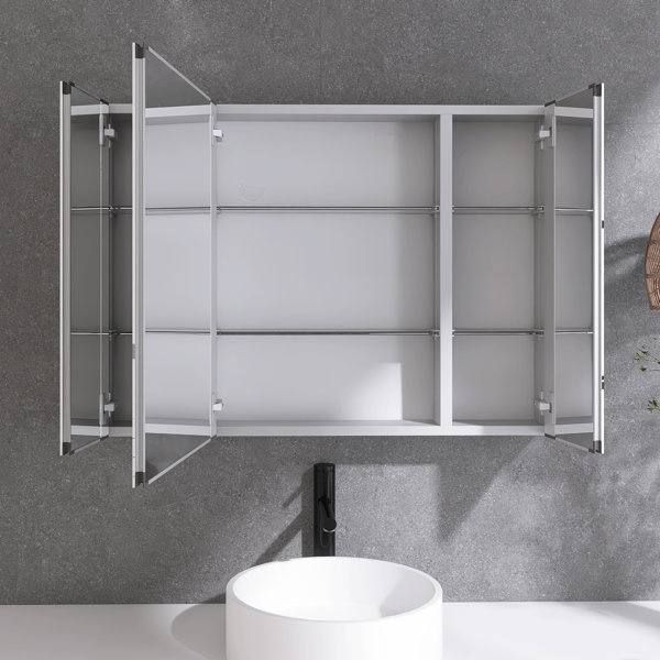 Latitude Run® Chrishaud Recessed Frameless 3 Door Medicine Cabinet with ...
