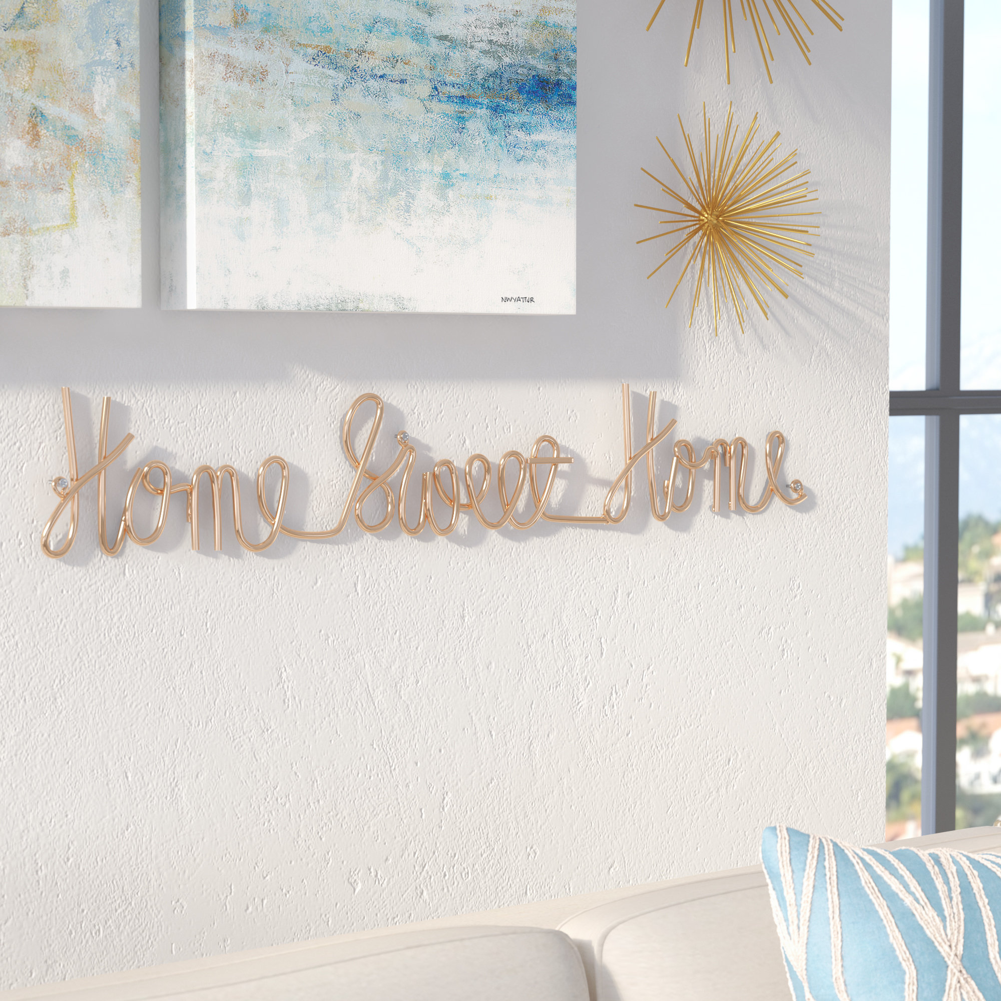 Latitude Run® Home Sweet Home 3D Cursive Wall Décor & Reviews | Wayfair