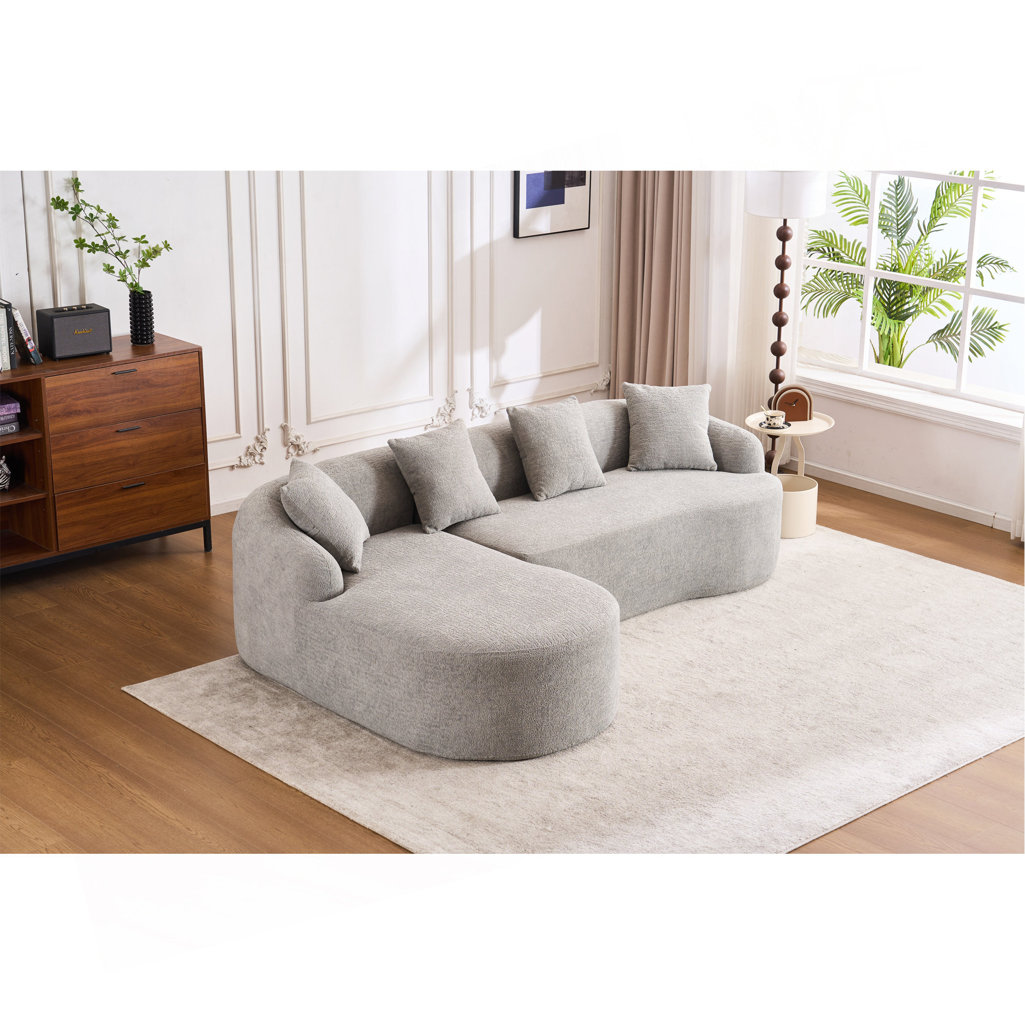 Latitude Run® LY-022 Modular Chaise Sectional Sofa, 3-Seater With Wood ...