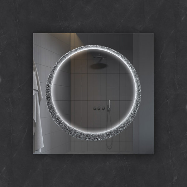 MaestroBath Lucent Glass Square LED Wall Mirror - Wayfair Canada