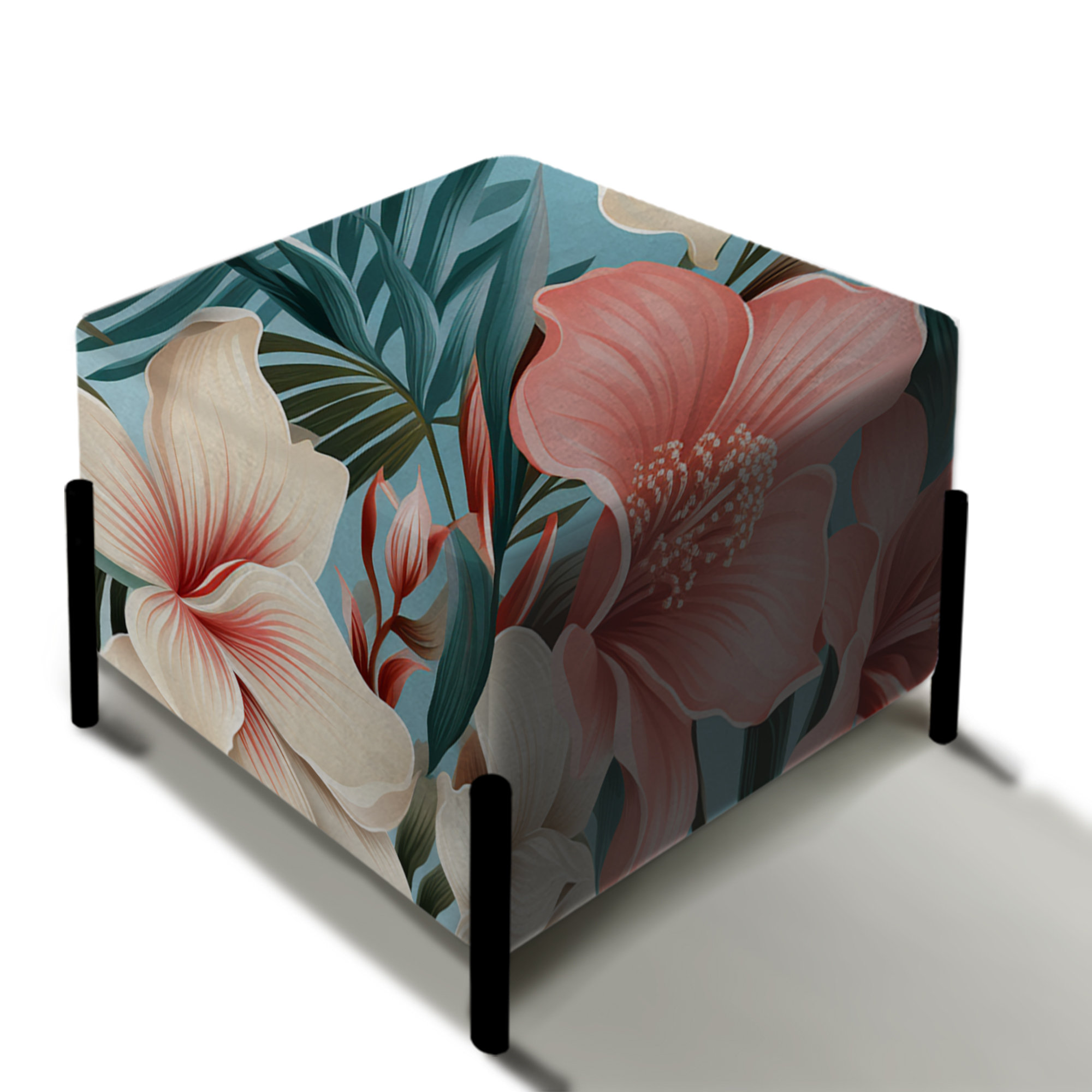 Design Art Oceanic Whispers Tropical Pattern - Tropical Square Ottoman ...