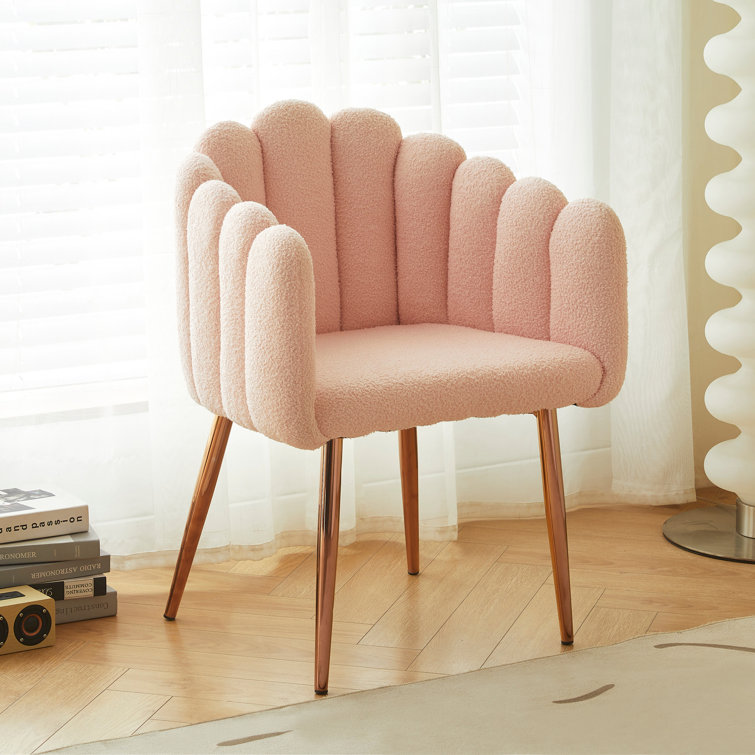 Fairmont Park Pink Armchair Upholstered Furry Living Room and Dressing ...