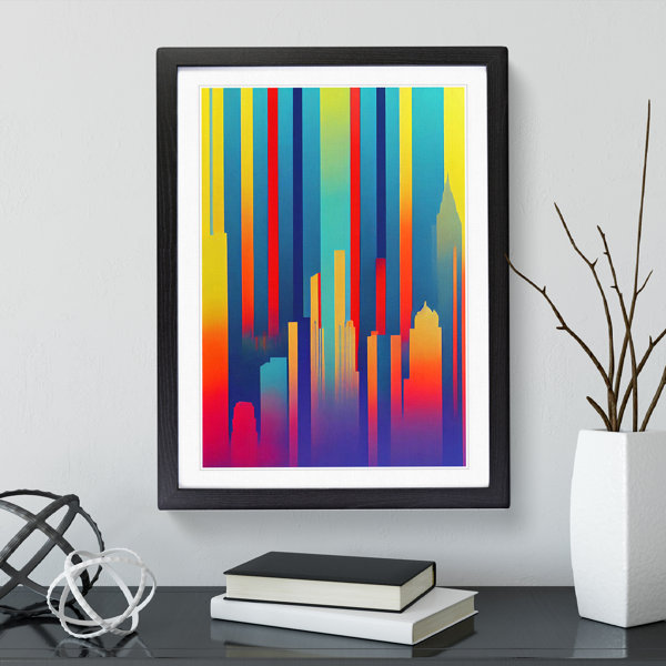 17 Stories A Beaming City Skyline Abstract - Single Picture Frame Art ...