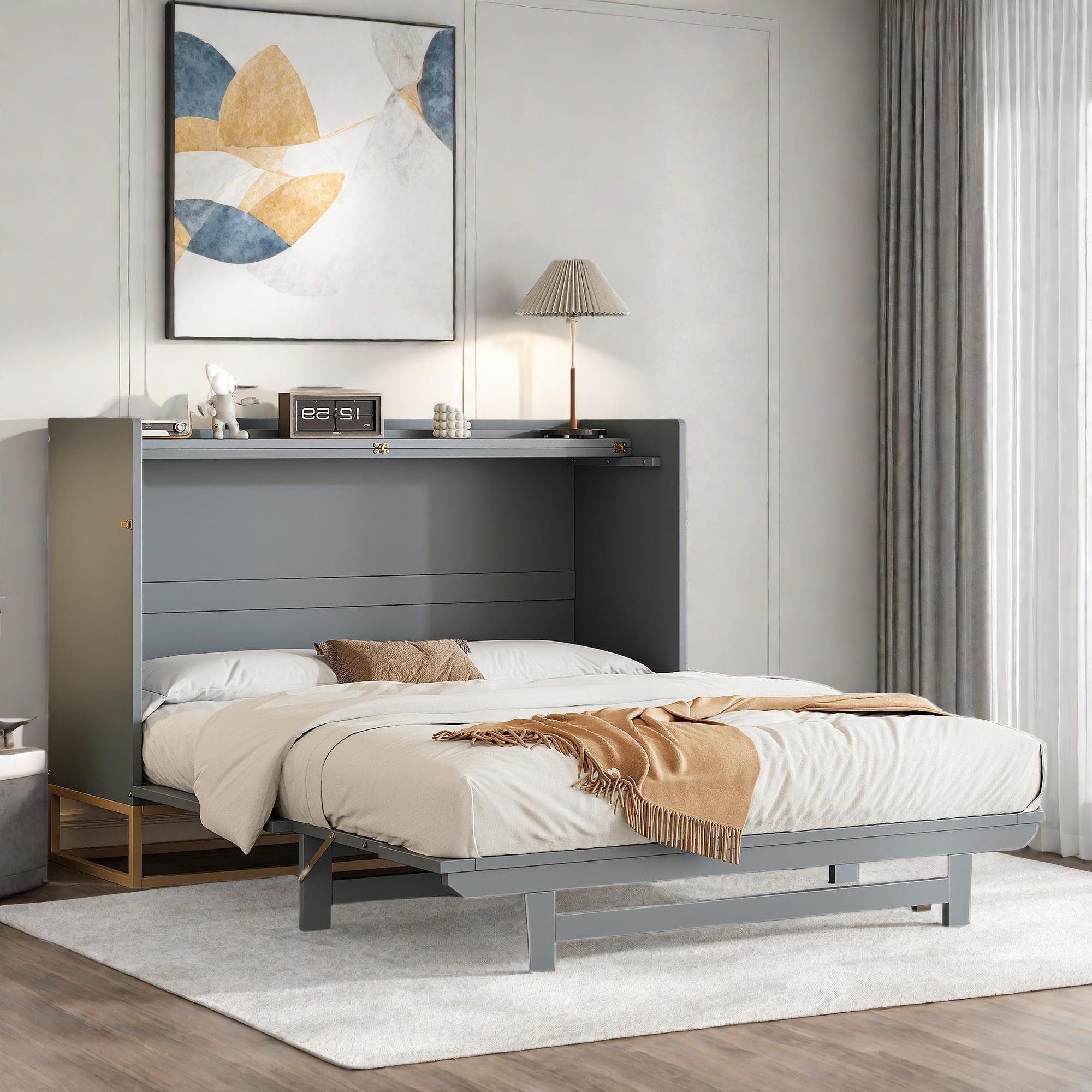 mosaicmotifco Murphy Bed Modern Murphy Bed With Iron Legs, Upright ...