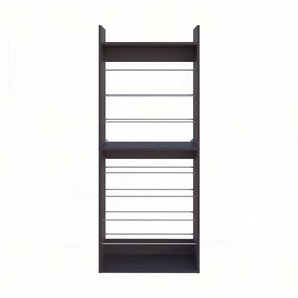 Latitude Run® Wengue Tall Open Shoe Rack with Metal Rails and Multi ...