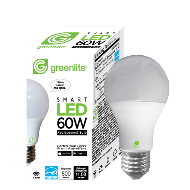 Greenlite Voice-Enabled 60 Watt Equivalent A19 E26/Medium (Standard ...