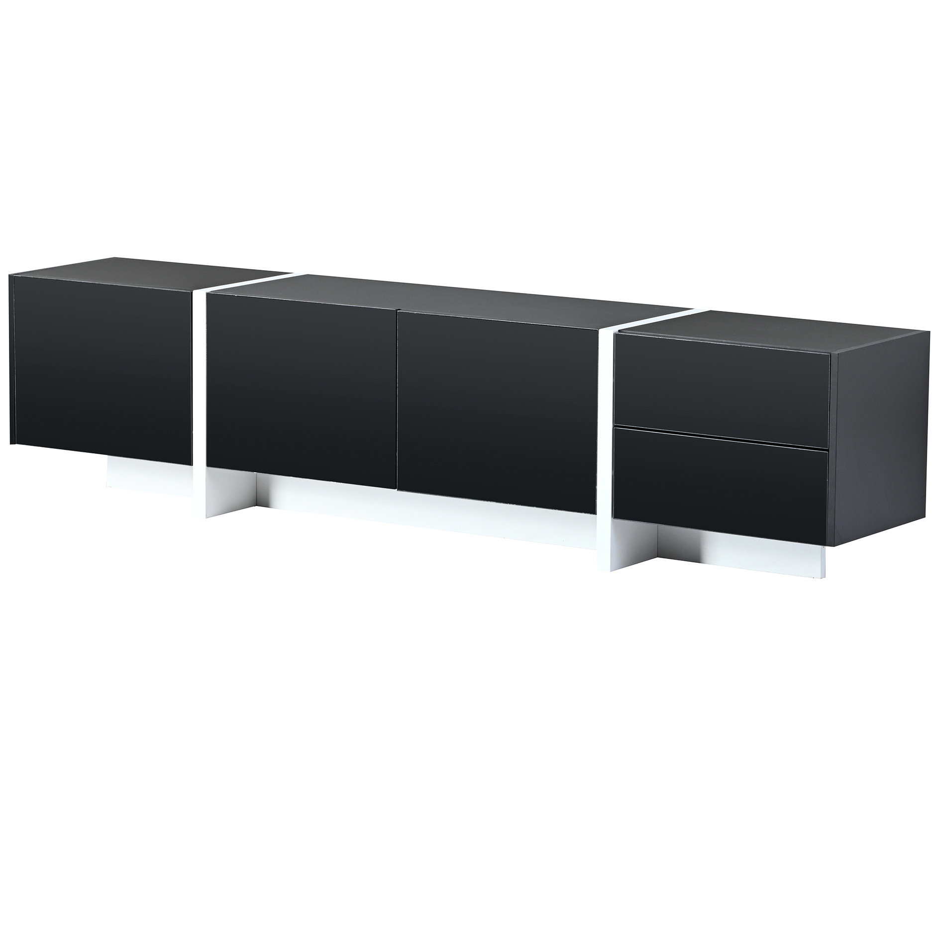 George Oliver Modern 80" Tv Cabinet: White & Black Contemporary With ...