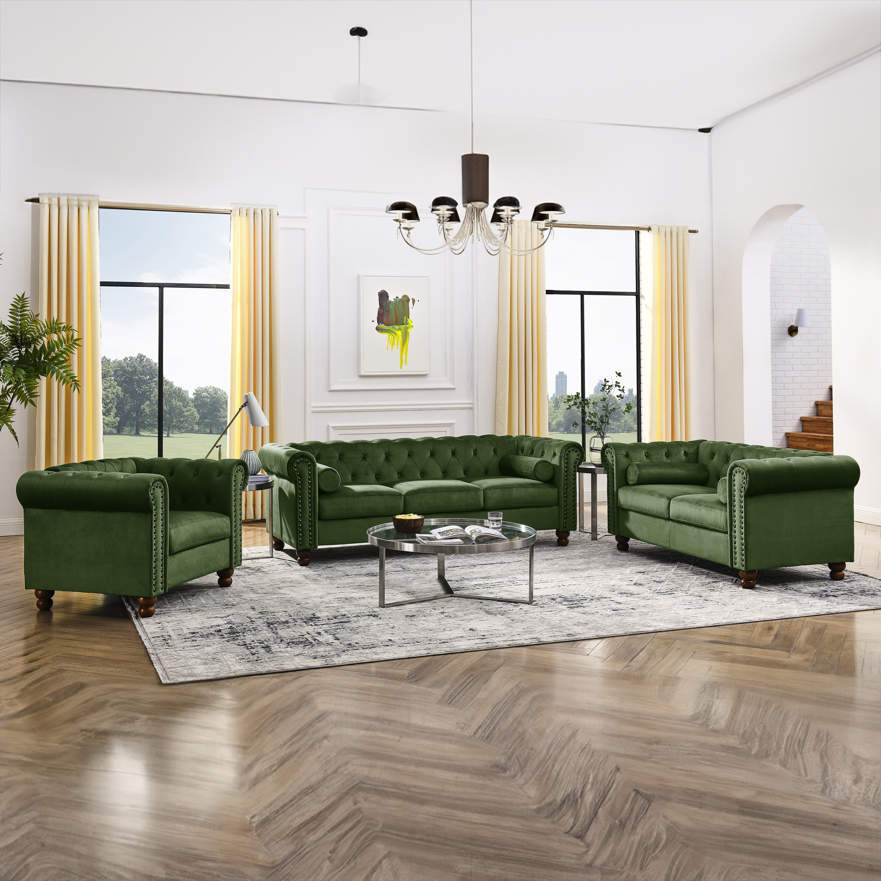 House of Hampton Jumal 2 Piece Velvet Chesterfield Living Room Set ...