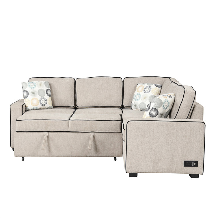 Latitude Run® 83" L-Shaped Pull Out Sofa Bed Modern Convertible Sleeper ...